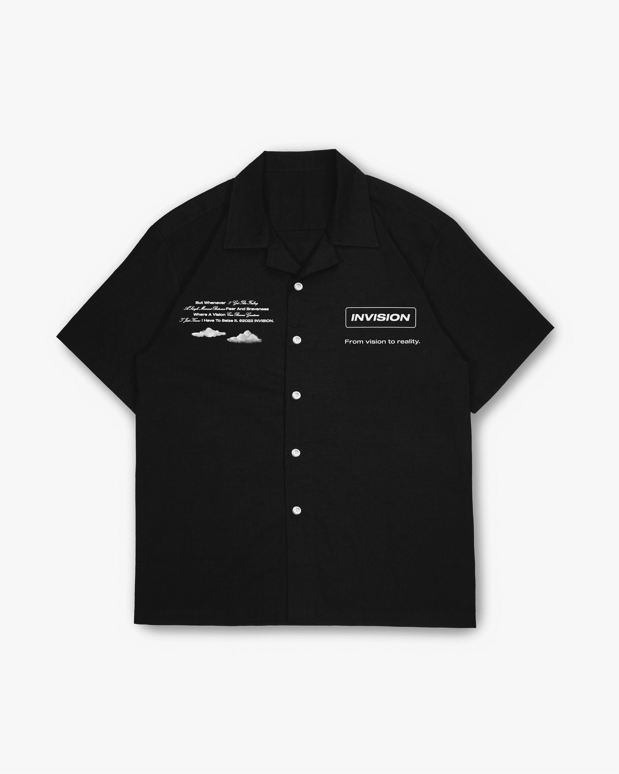 INVISION UTILITY SHIRT - אינביז'ן חולצה מכופתרת אוברסייז בצבע שחור לבן